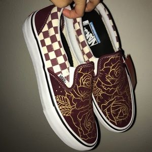 Vans | Shoes | Custom Hand Painted Rose Gold Checkered Vans Shoes ...